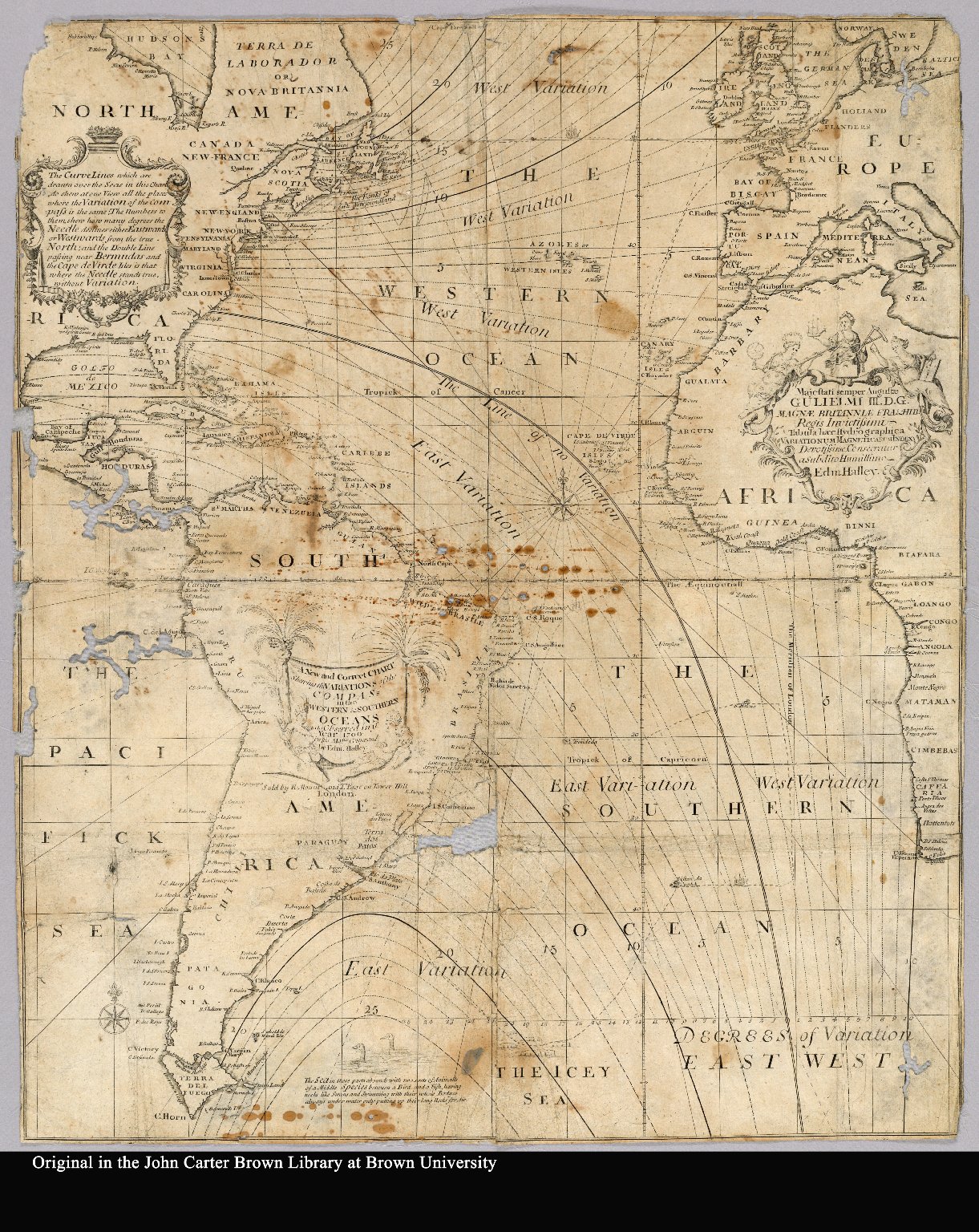 A new and correct chart shewing the variations of the compass in the ...